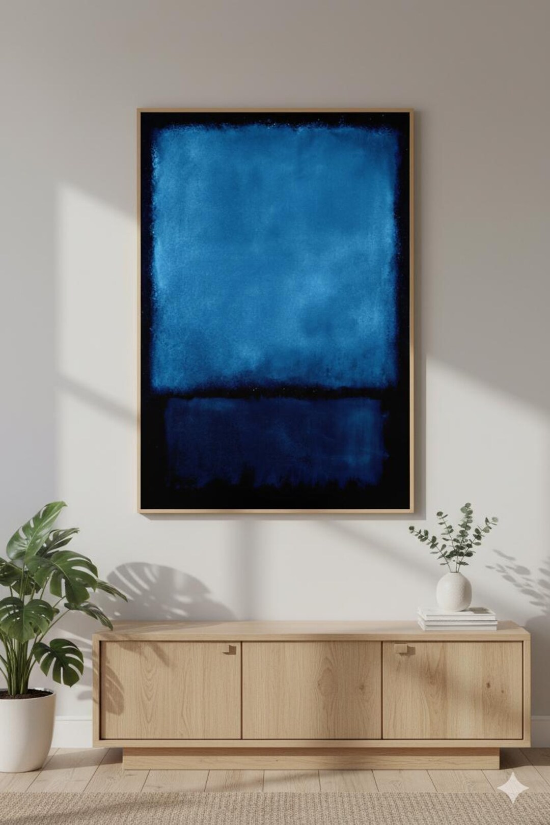 Blue Black Abstract Canvas Art - Minimalist Color Field Design, FREE ...
