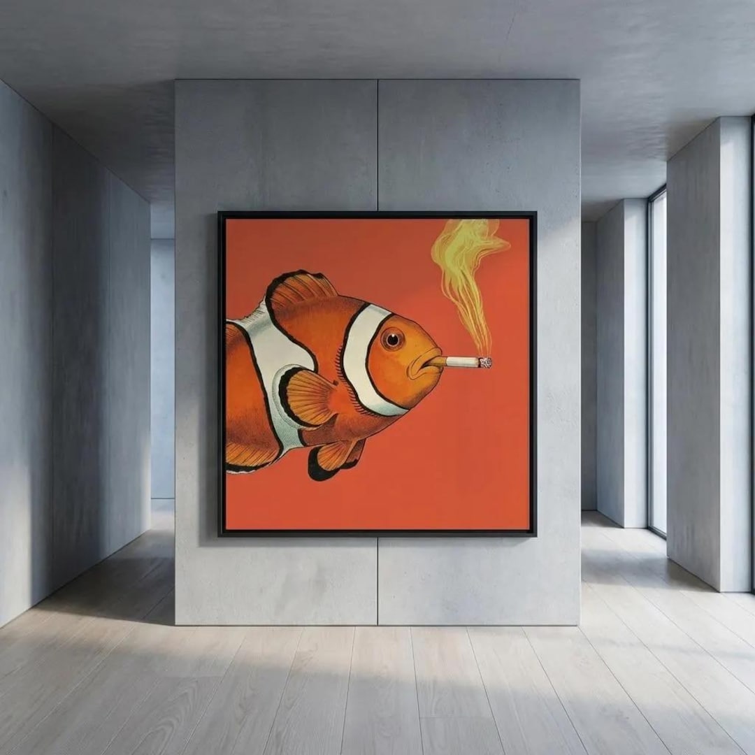 Finding Nemo Smoking a Cigarette Vintage Poster Art | Funny Retro ...