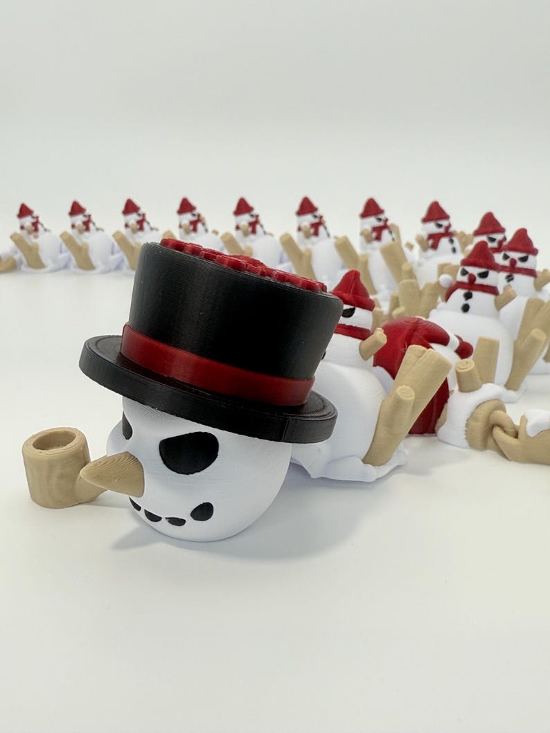 Snowman Dragon – Articulated 3D Printed Holiday Collectible – Handmade ...