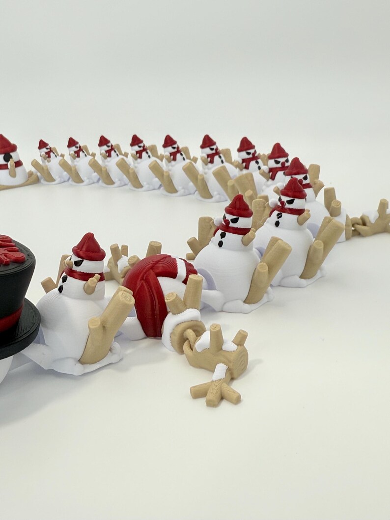 Snowman Dragon – Articulated 3D Printed Holiday Collectible – Handmade ...