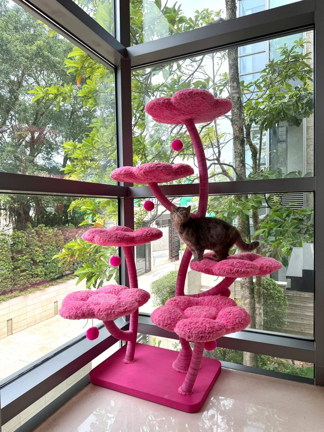 Large Pink Flower Cat Tree - Kawaii Cat Tower & Coquette Room Decor ...