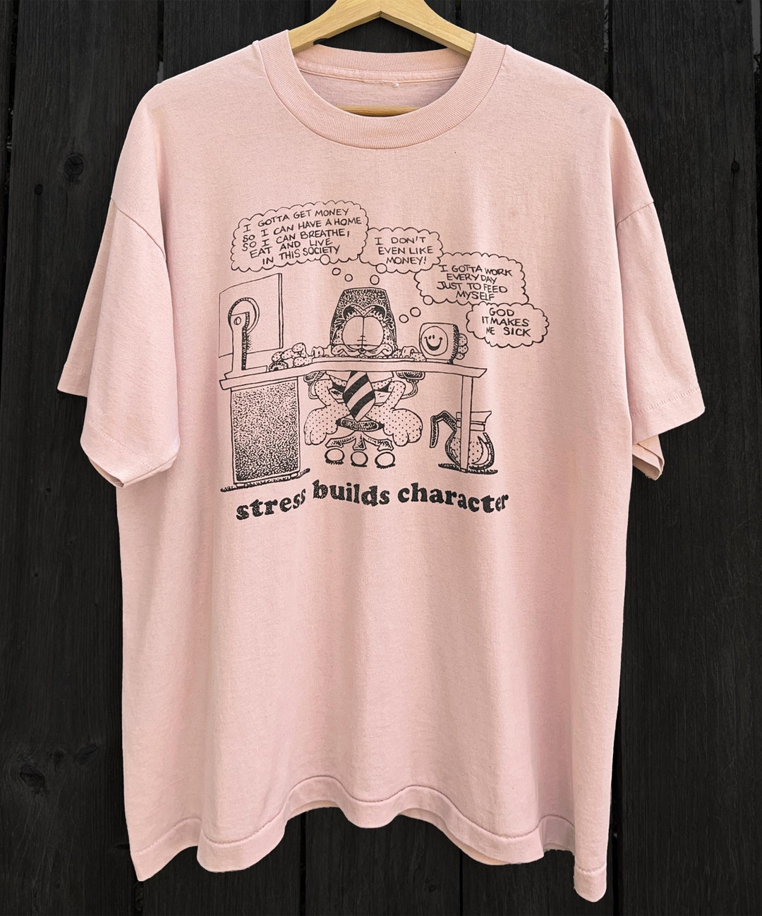 Garfield Stress Builds Character Tee Size XL - Etsy