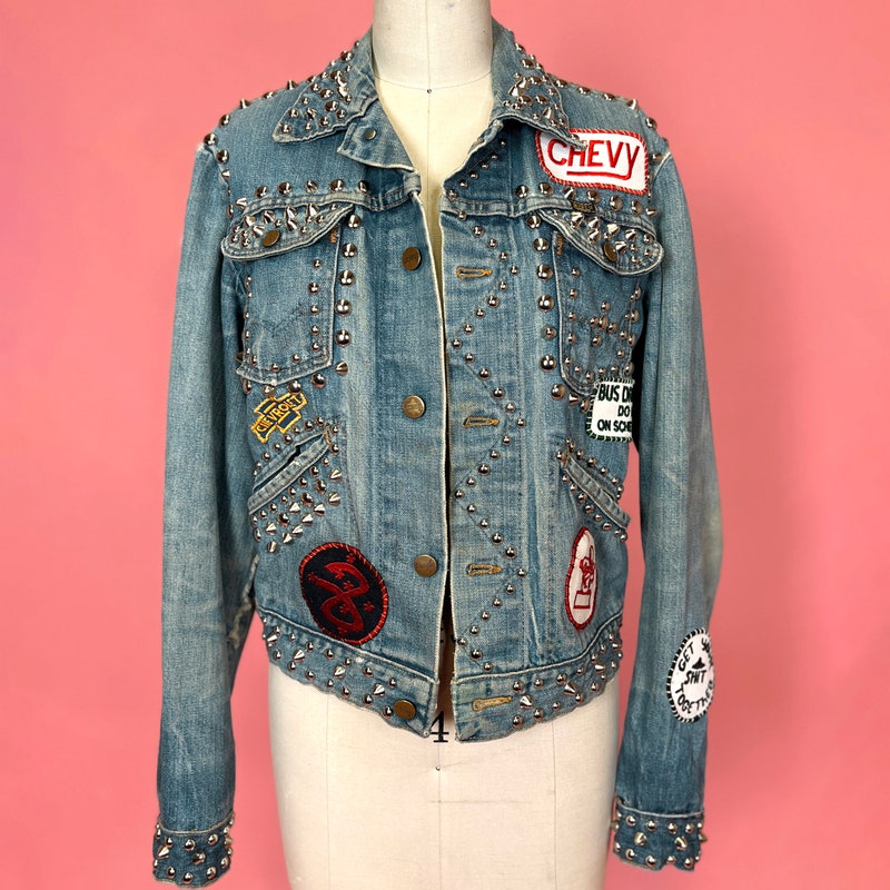 Studded Denim Jacket - Etsy