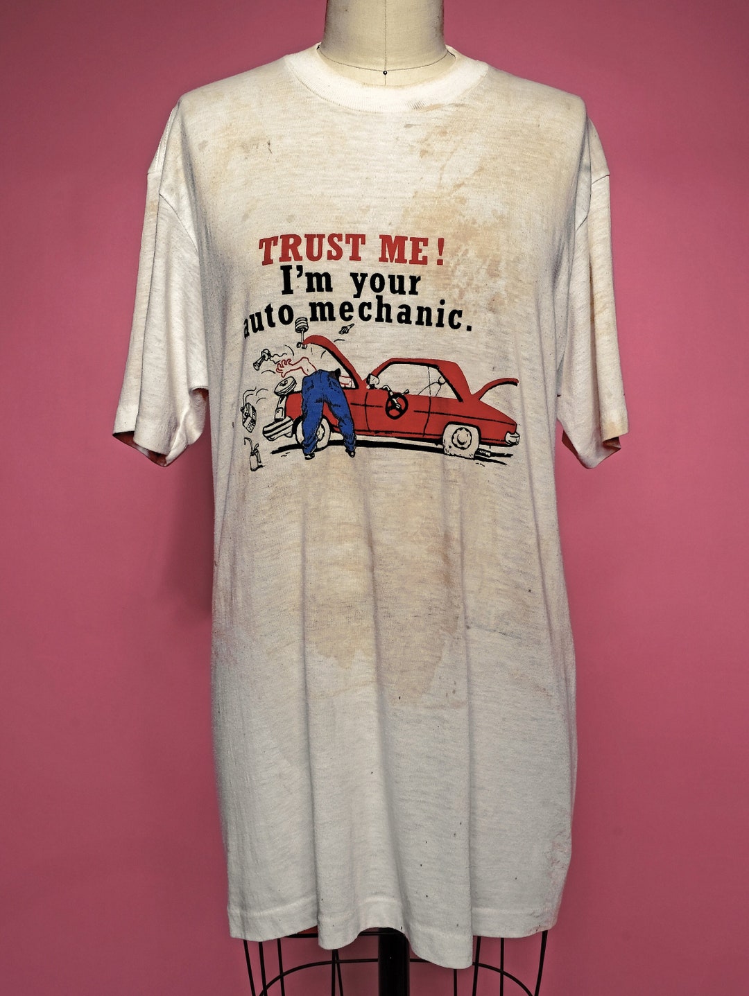 Vtg 80s Paper Thin Destroyed Auto Mechanic Tee Size M - Etsy