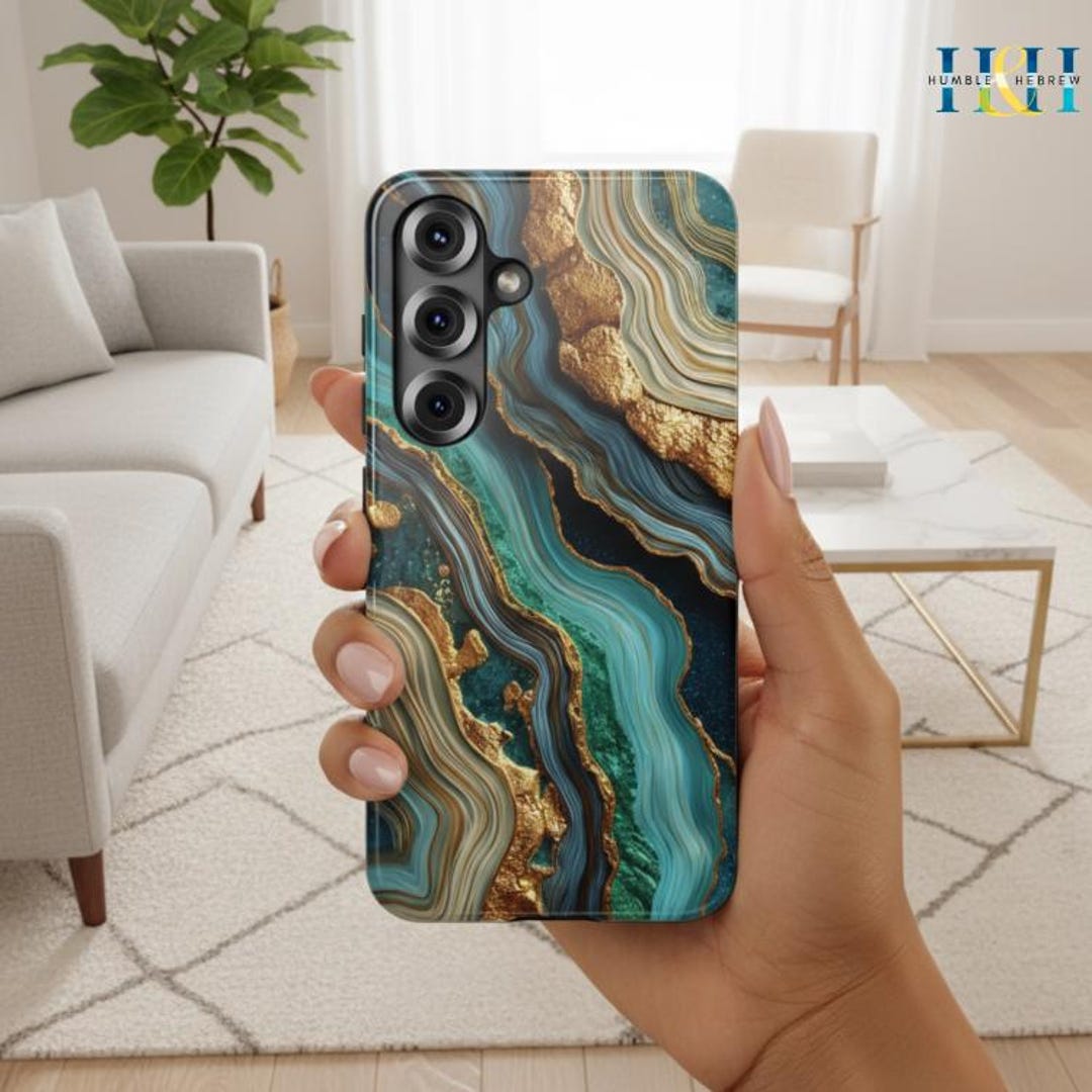 Gold & Turquoise Stone Aggregate Design Tough Samsung Phone Case S21 ...