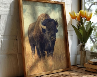 Buffalo Prairie Wall Art Print Gallery Wall Prairie Nature Scene Poster ...