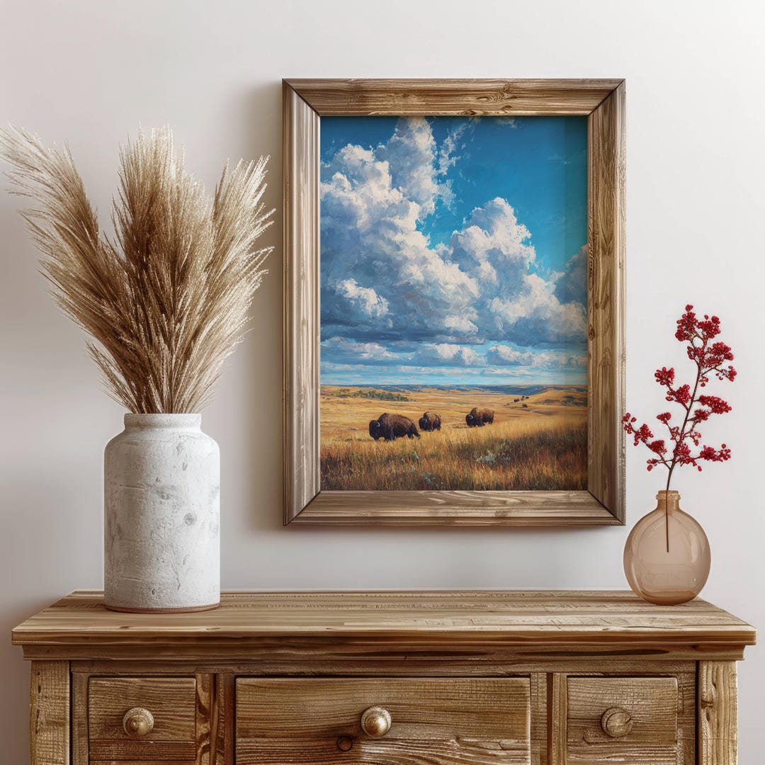 Buffalo Herd on the Prairie | Buffalo Wall Art - Etsy