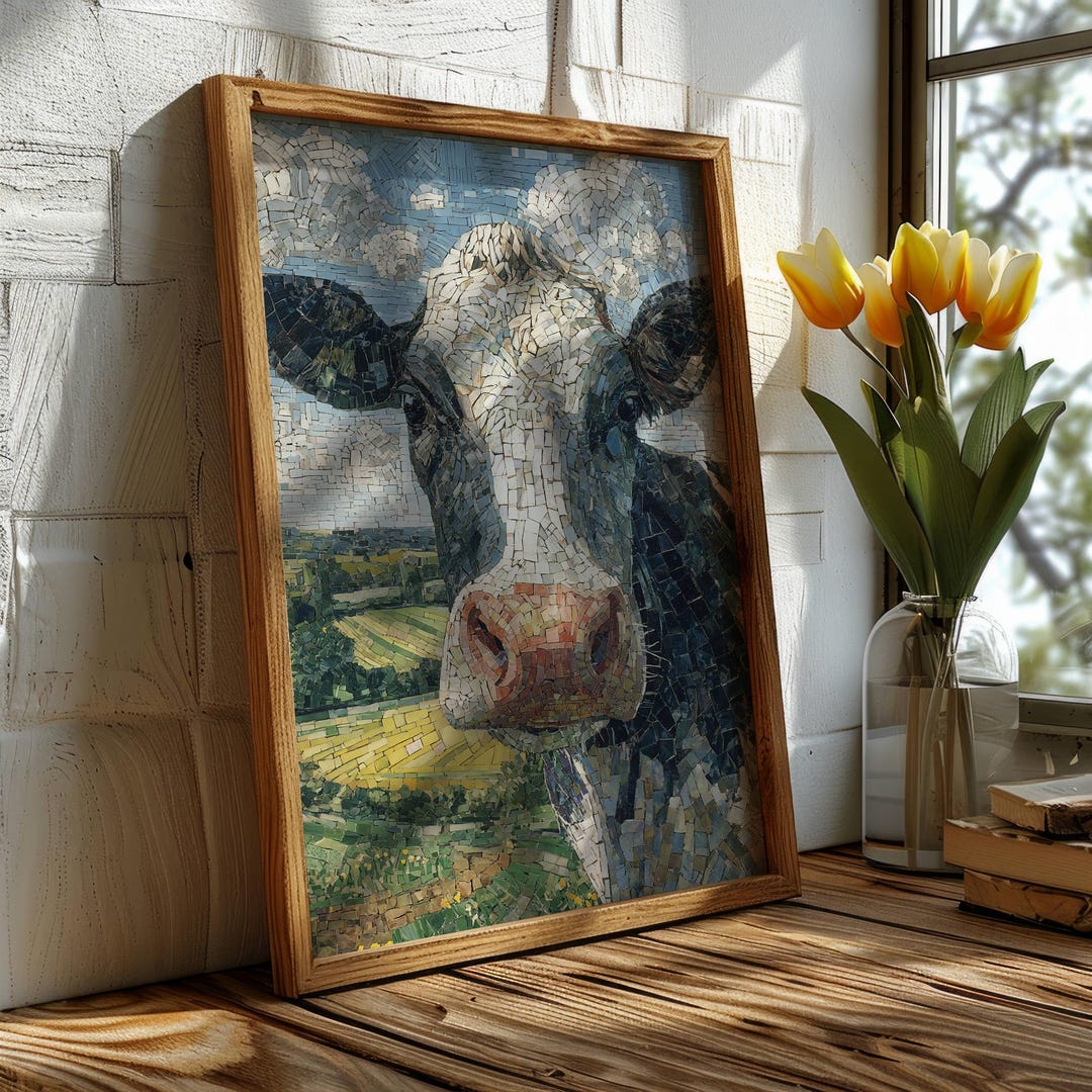 Cow Mosaic Print Poster - Etsy
