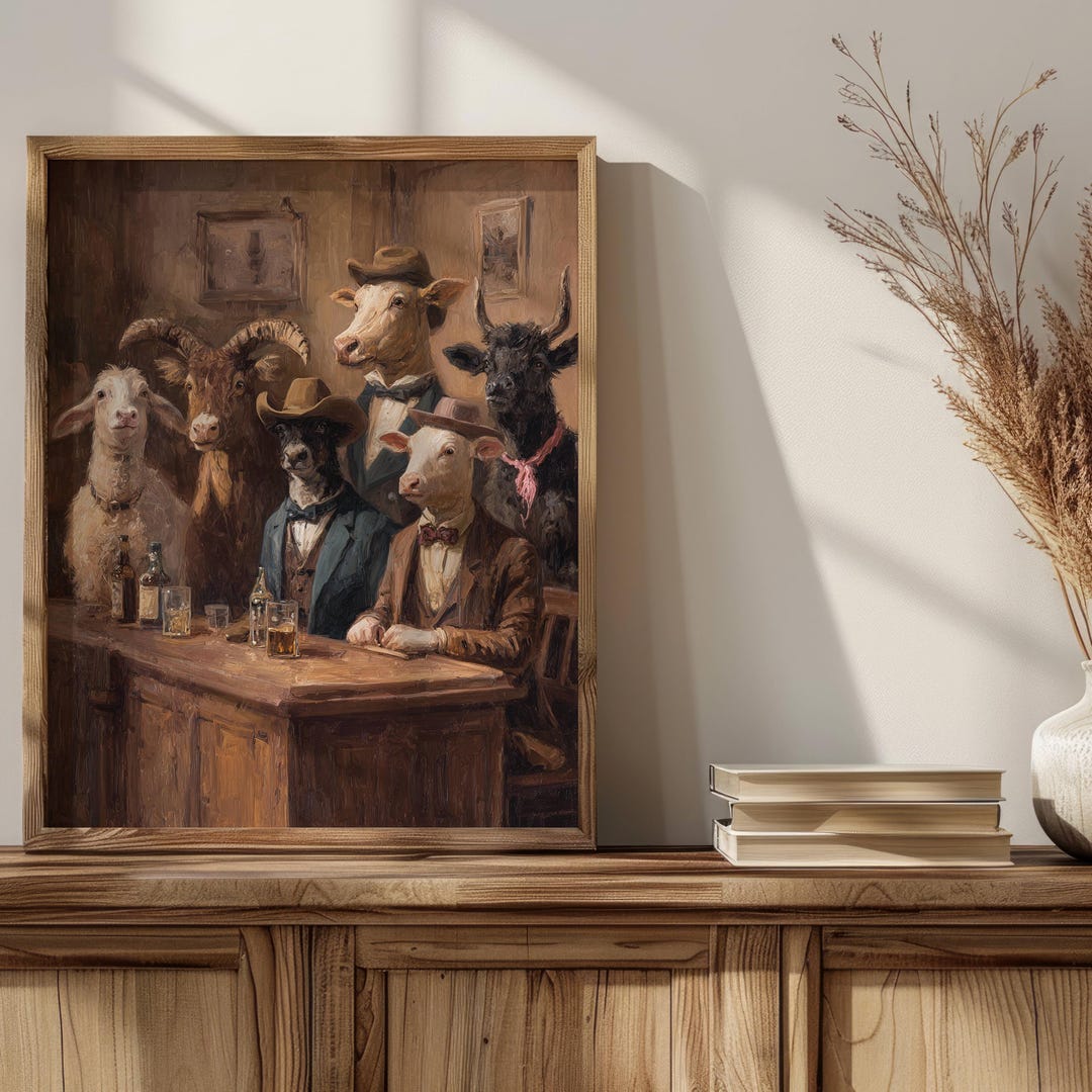 Western Animals Decor, 1900 Oil Painting Art Print Decor, Vintage ...