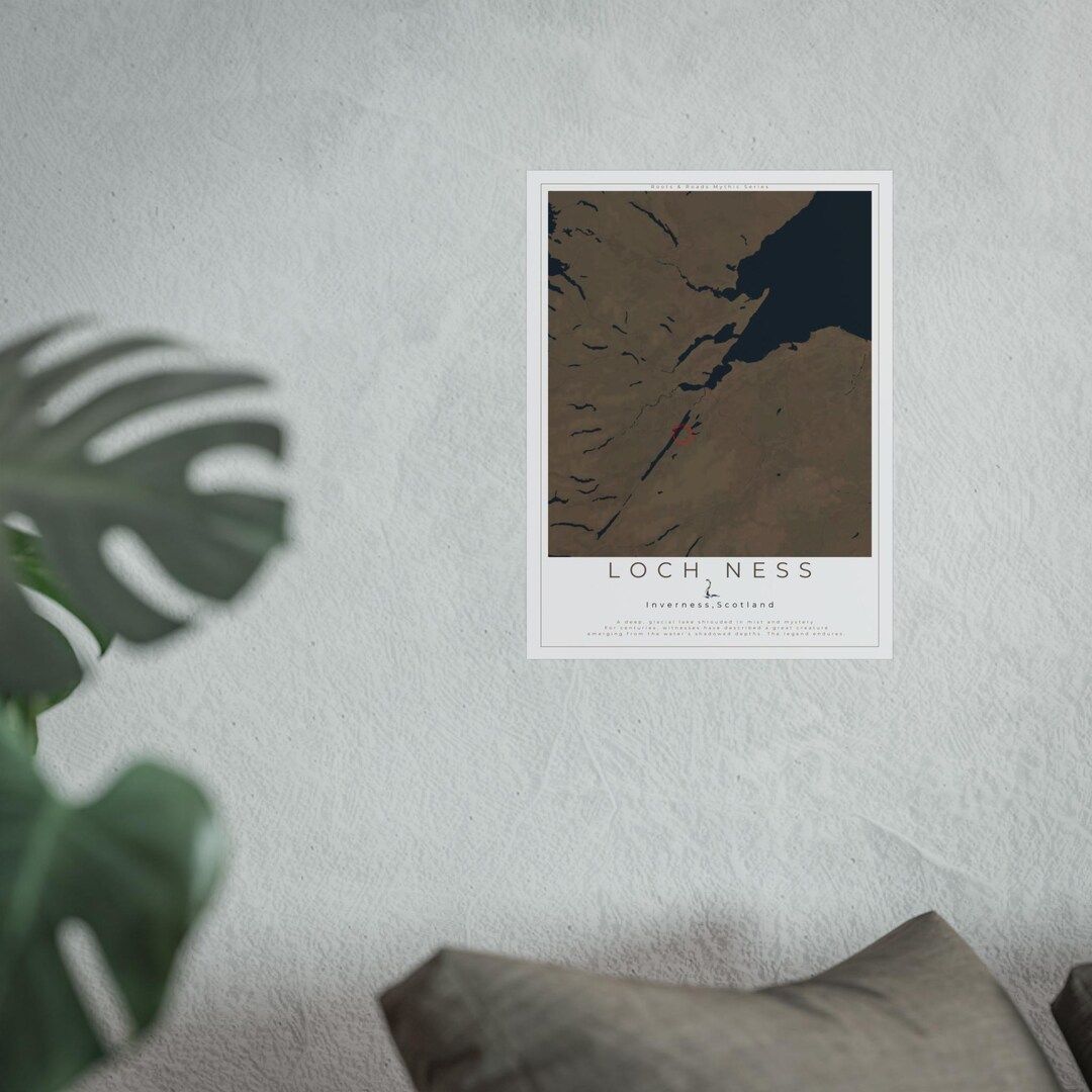 Loch Ness Map Print Mythic Series Poster Scotland Legendary Creature ...