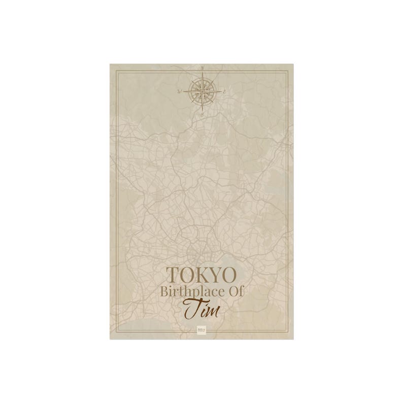 Tokyo Map Print | Custom Map Poster | Birthplace Of - Etsy