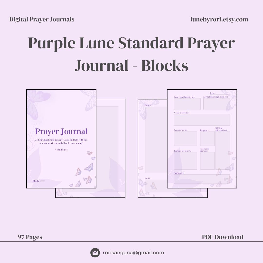 Purple Standard Lune Prayer Journal - Blocks - Etsy