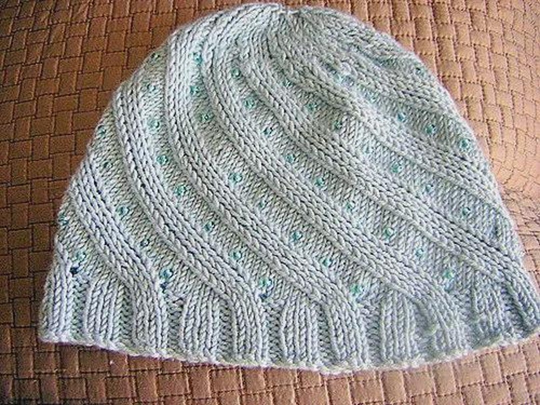 Twisted Cable Beanie Knitting Pattern PDF | Textured Knit Hat Digital ...