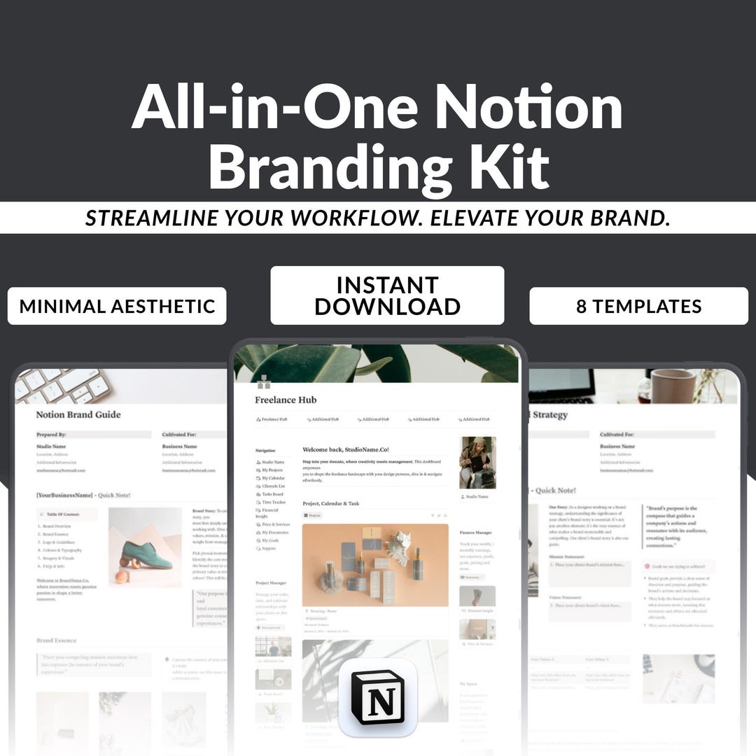 Notion Branding Kit Bundle | 8 Templates for Freelance Designers ...