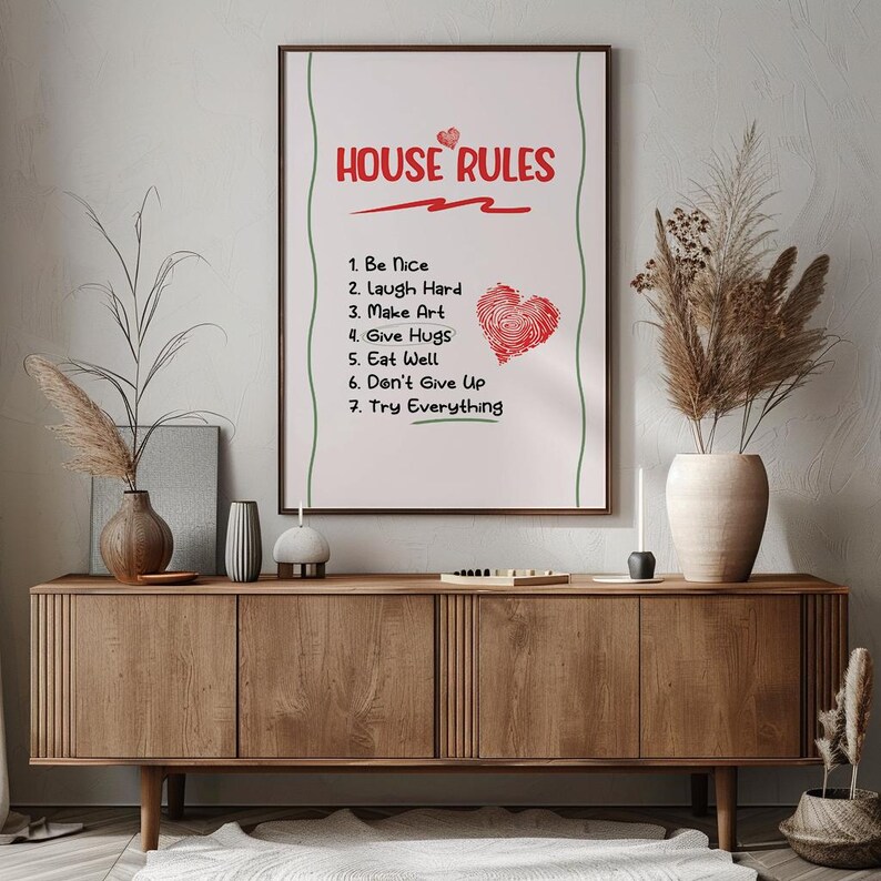 House Rules Wall Art Printable, Family Rules Sign, House Rules Poster ...
