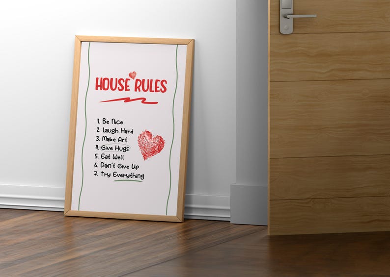 House Rules Wall Art Printable, Family Rules Sign, House Rules Poster ...
