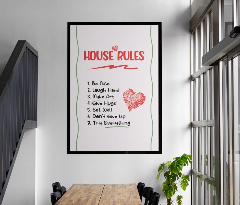 House Rules Wall Art Printable, Family Rules Sign, House Rules Poster ...
