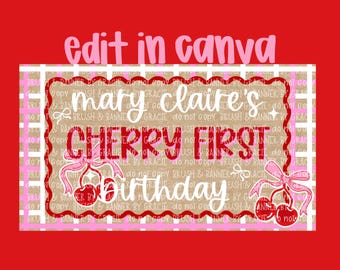 Cherry First| Editable Canva Banner | 36x60 DIY Painted Sign | Digital ...
