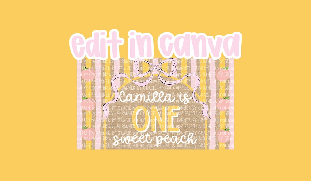 Editable One Sweet Peach Birthday Banner Template | Canva Party Decor ...