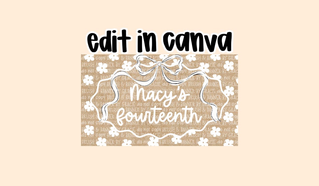 Editable Flower Birthday Banner Template | Canva Party Decor (digital ...