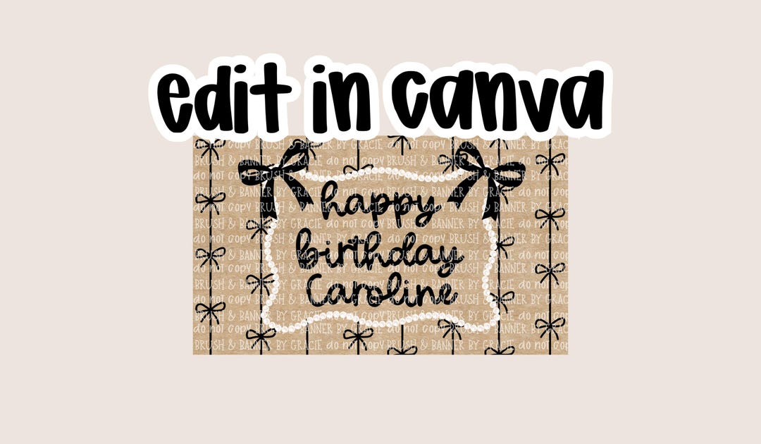 Editable Coquette Birthday Banner Template | Canva Party Decor (digital ...