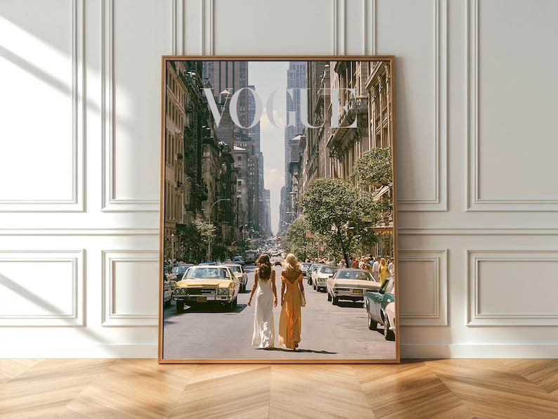 NYC Street Fashion Poster, Vintage Summer Glam Editorial Wall Art, Old ...