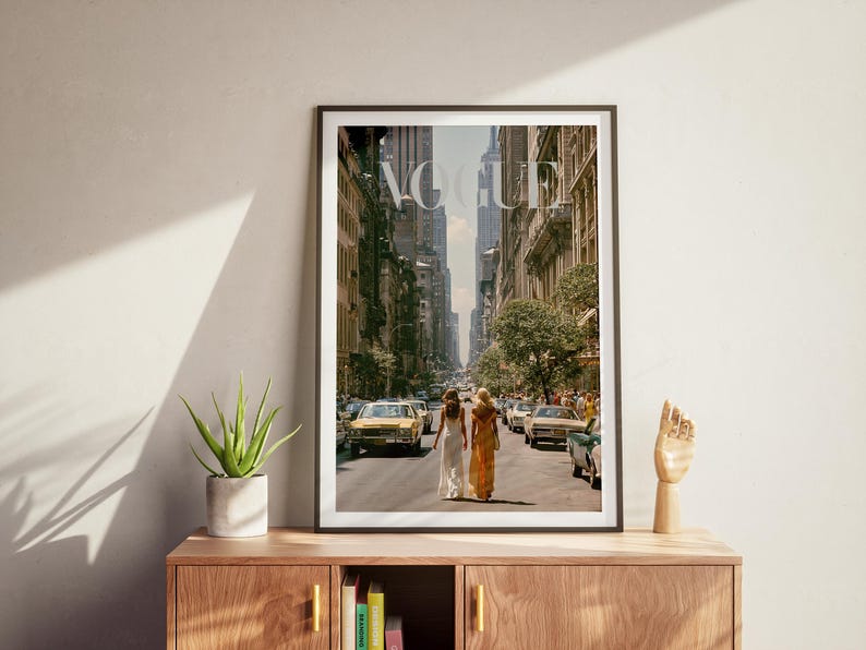NYC Street Fashion Poster, Vintage Summer Glam Editorial Wall Art, Old ...