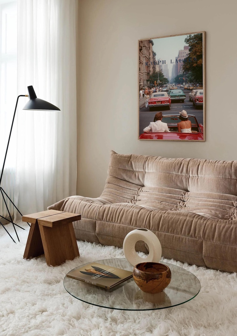 Vintage Ralph Lauren Style Poster, Old Money NYC Red Convertible Car ...