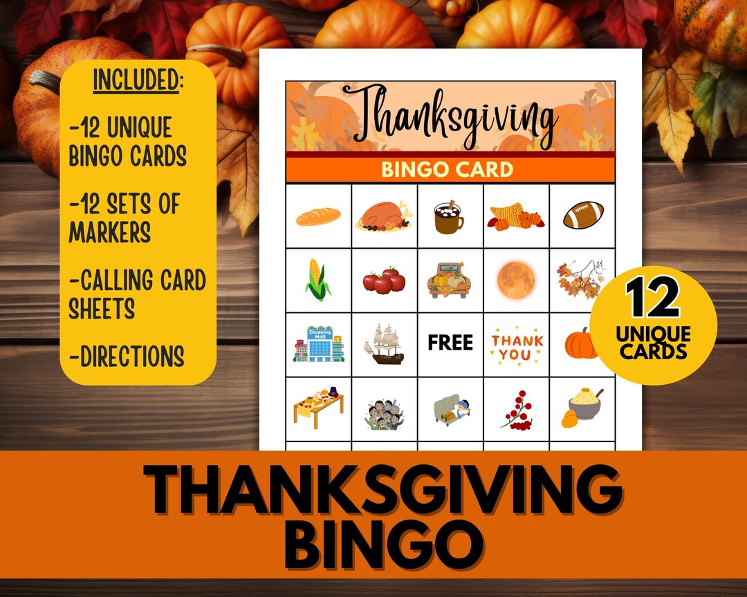Printable Thanksgiving Bingo, Family Game, Friendsgiving, Holiday Party ...