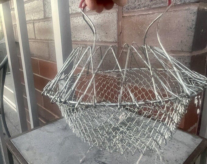 Vintage French Collapsible Wire Mesh Egg Collecting Basket Farmhouse - Etsy