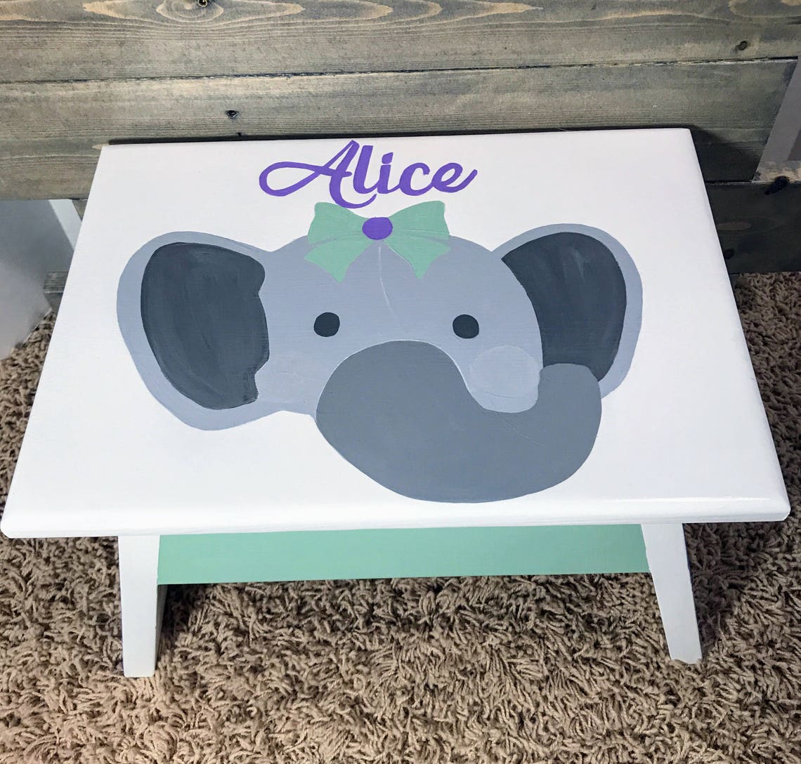 Foot Stool Step Stool Elephant Bathroom Decor Girl Decor | Etsy