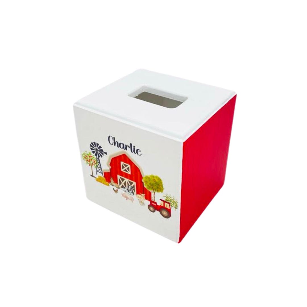 Adorable Barn and Tractor Tissue Box Fun Bathroom Decor for Boys ...