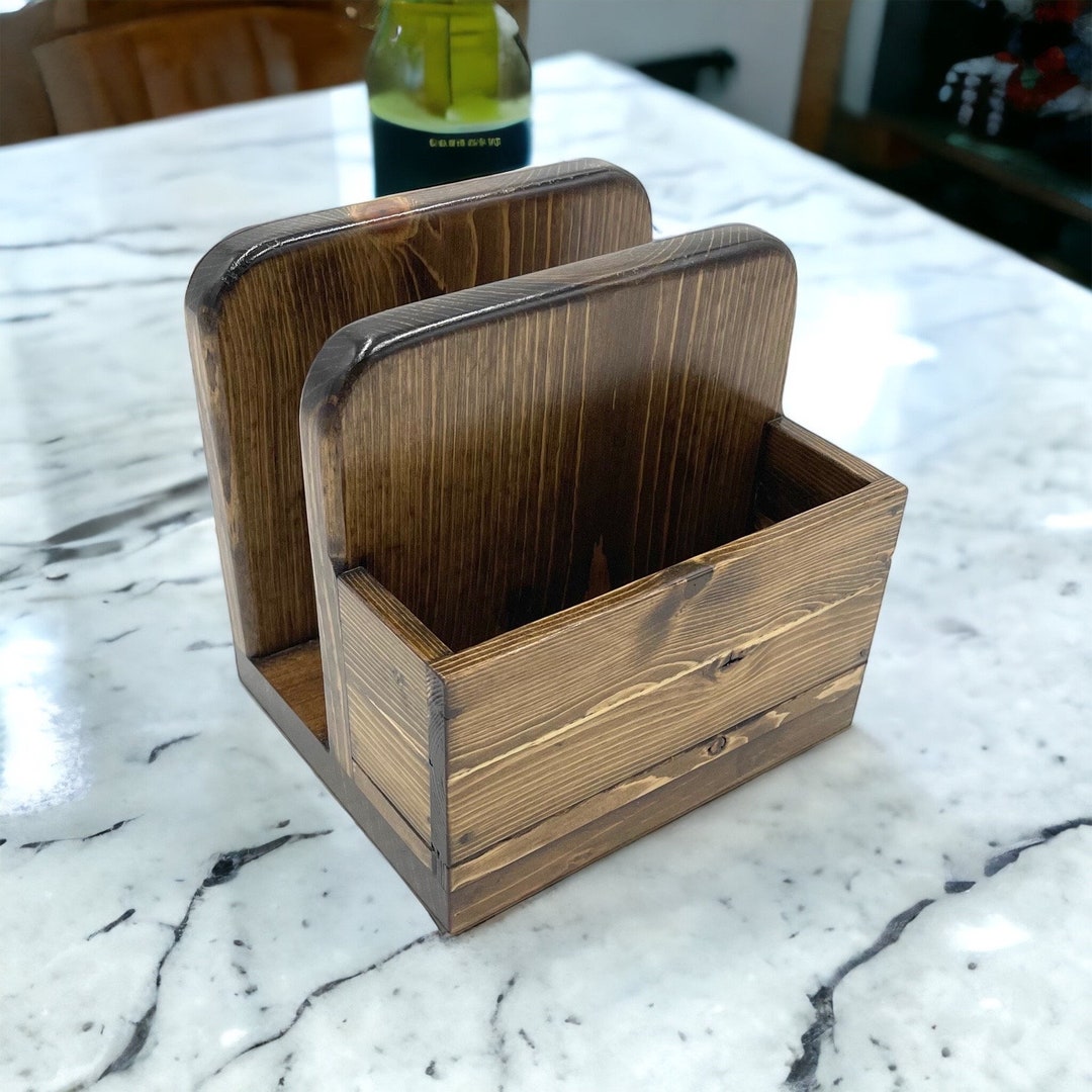 Wooden Napkin Holder for Napkins, Salt and Pepper, Kitchen Organization ...