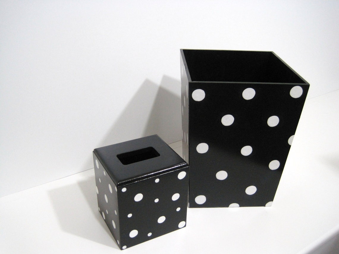 Wooden Trash Bin Wooden Tissue Box Black and White Garbage - Etsy