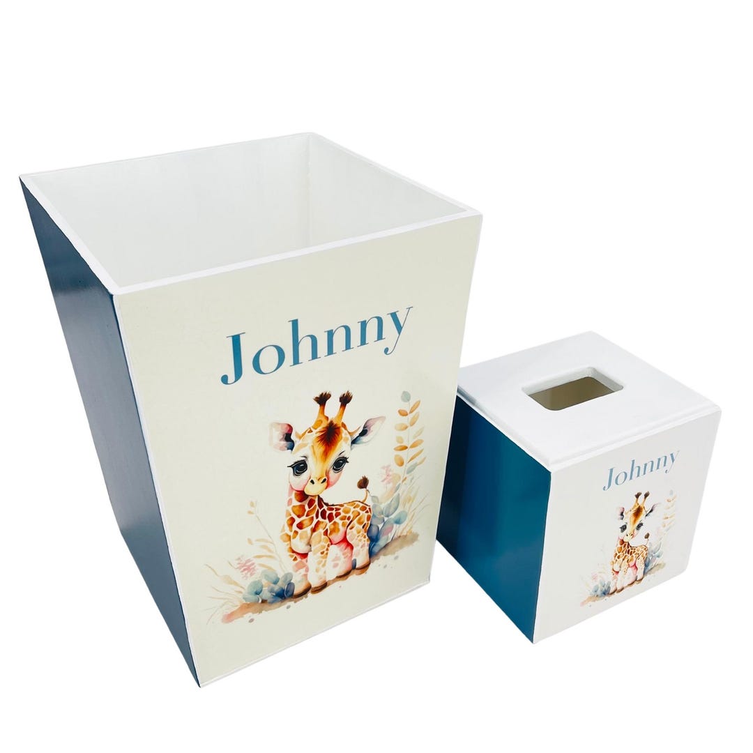 Giraffe Wastebasket and Tissue Box Set for Boy Baby Shower or Nursery ...