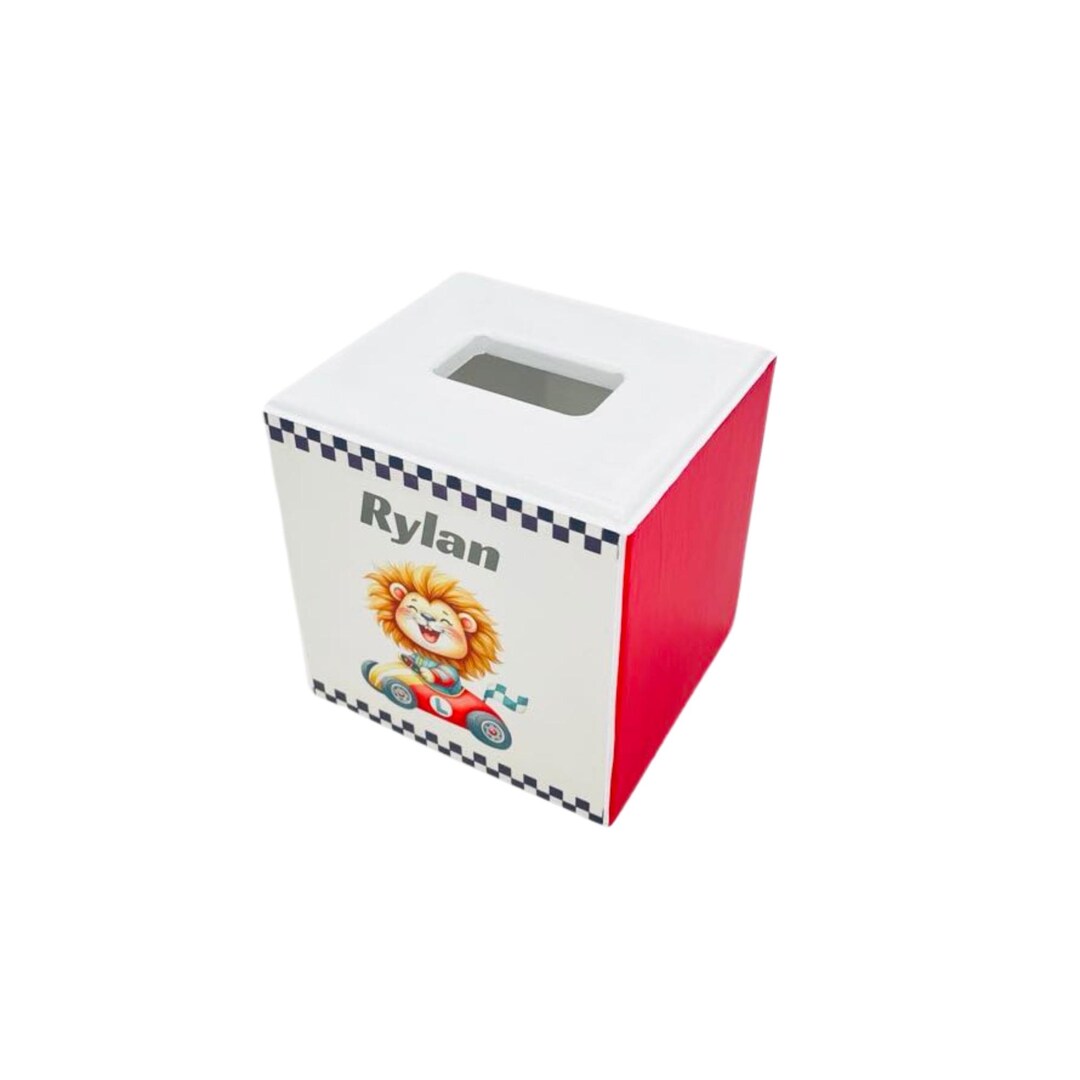 Racing Lion Tissue Box, Decorative Wood Box, Accent for Bathroom, Red ...