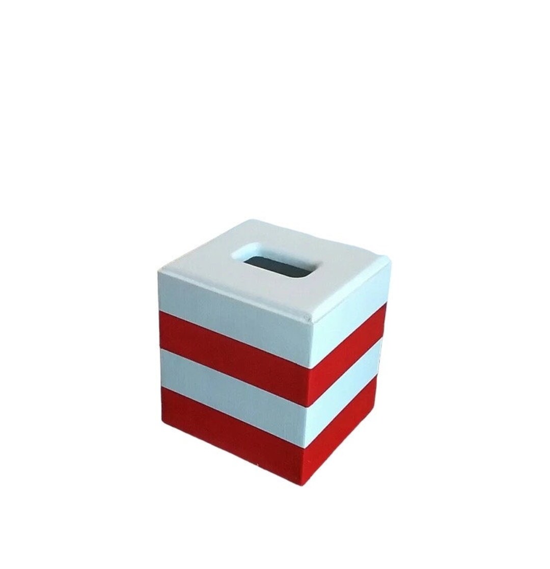 Red and White Tissue Box Holder, Tissue Cover, Decorative Accent for ...