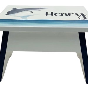 Ocean Inspired Style Great White Shark Footstool, Name Stool for Kids ...