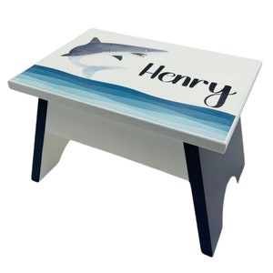 Ocean Inspired Style Great White Shark Footstool, Name Stool for Kids ...