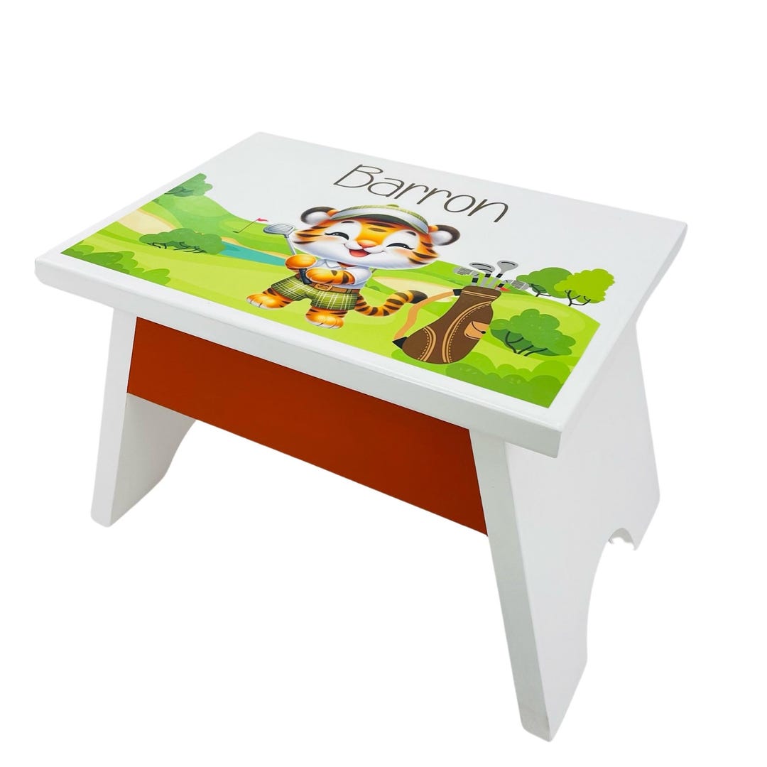 Tiger Cub Golfing Step Stool - Personalized Name Stool - Riser for ...