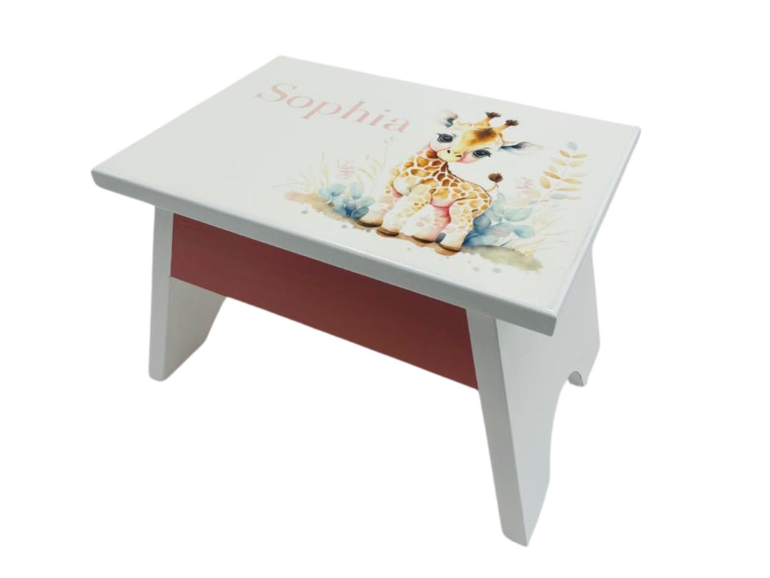 Personalized Giraffe Stool, Wooden Stool, Gifts for Kids, Giraffe ...