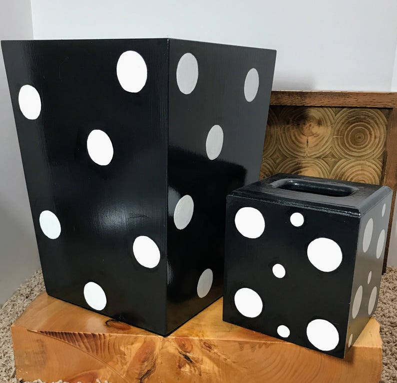 Wooden Trash Bin Wooden Tissue Box Black and White Garbage | Etsy