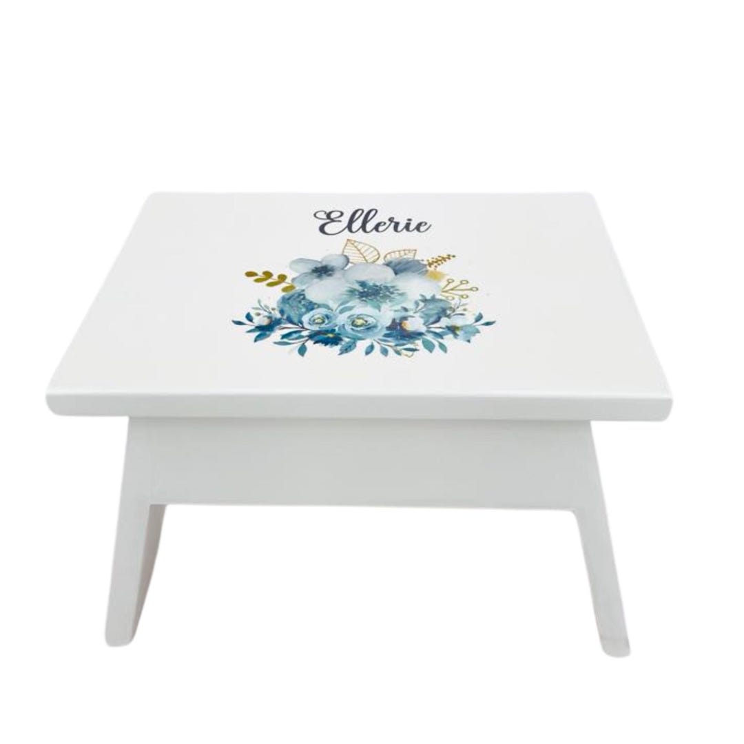 Blue Floral Step Stool for Child, Cute Decorative Stool, Aids in ...