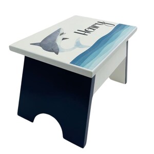 Ocean Inspired Style Great White Shark Footstool, Name Stool for Kids ...