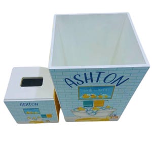 Personalized Ducks in a Bathtub Bathroom Set Wastebasket and Tissue Box ...