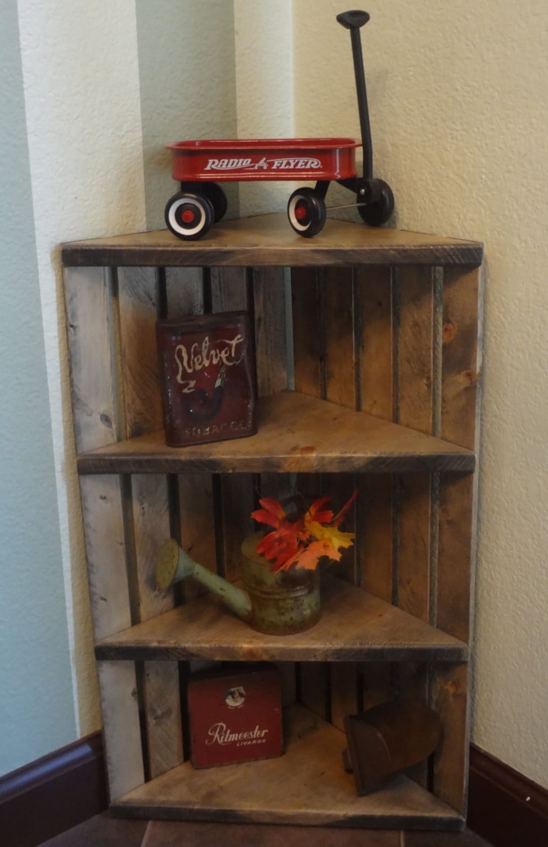 Corner Unit' Rustic Shelves' Corner Crate Shelf' Grey Shelving' Knick ...