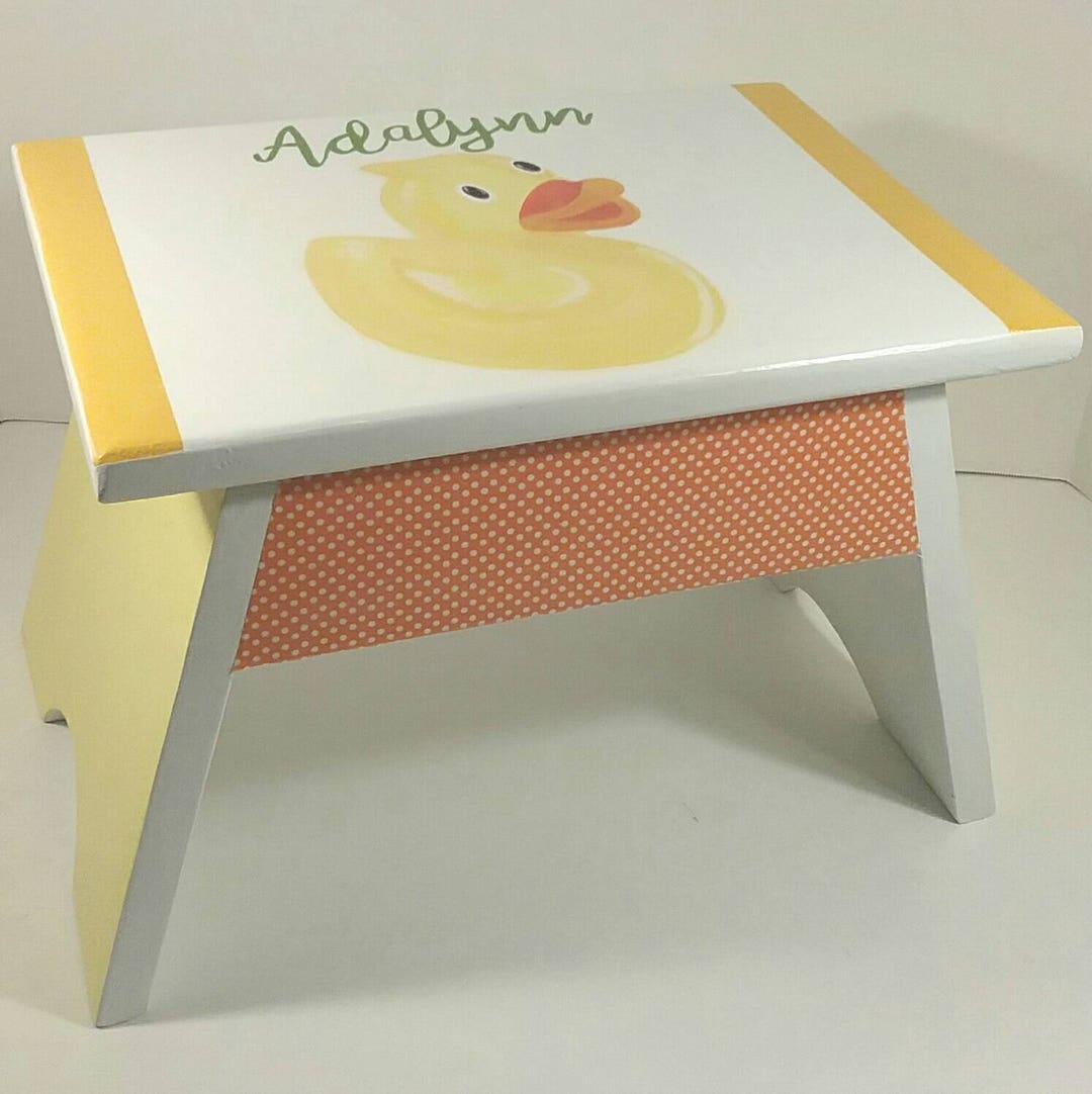 Duck Nursery Name Stool Bathroom Step Up Yellow White - Etsy