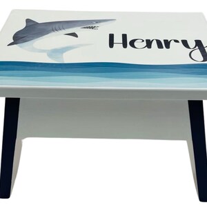 Ocean Inspired Style Great White Shark Footstool, Name Stool for Kids ...