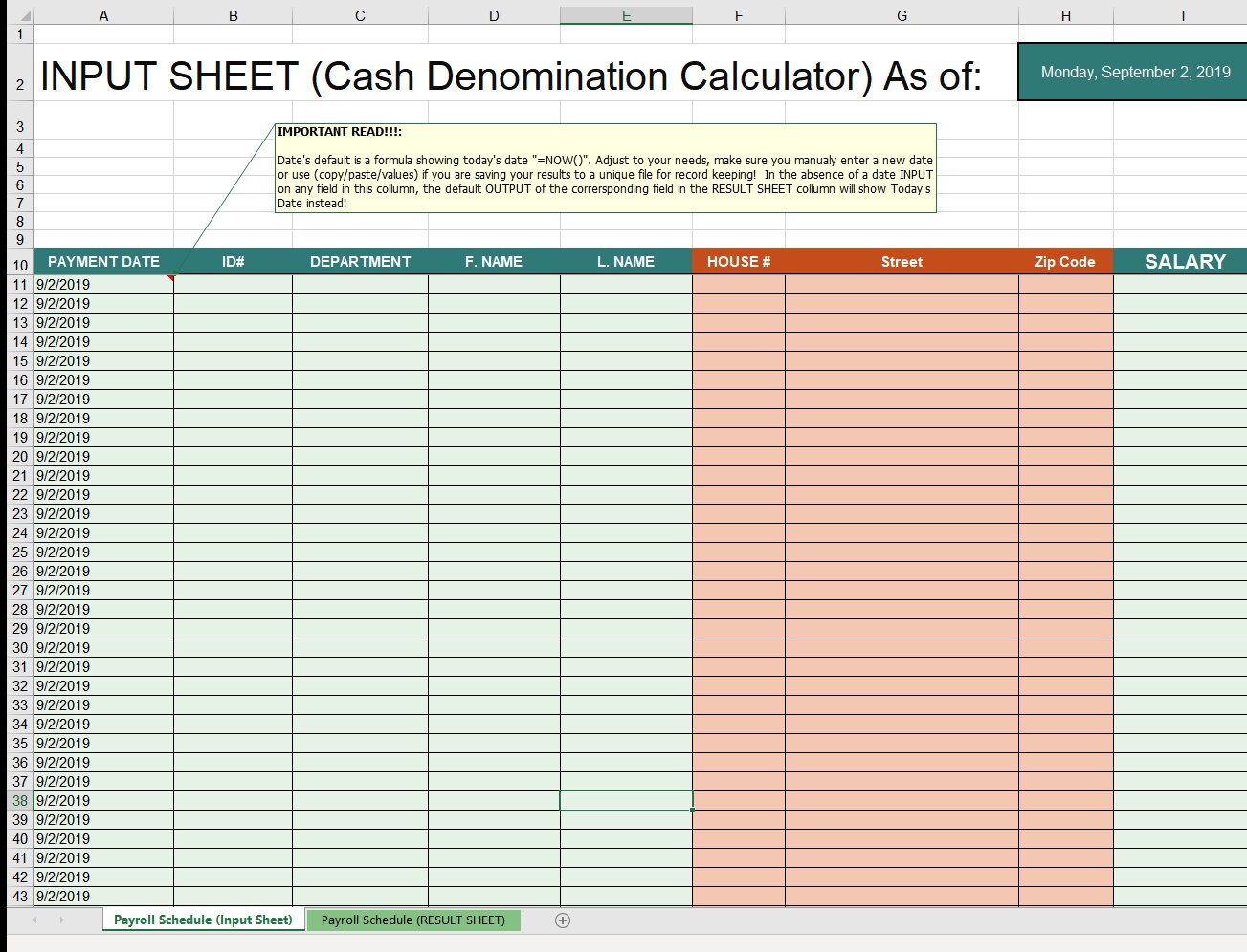 Payroll Cash Denomination Calculator for Excel, OFFICE 365-digital ...