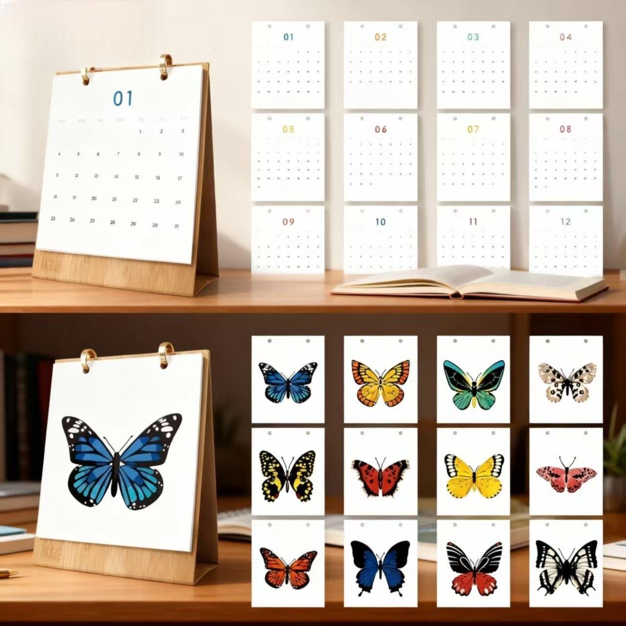 2026 DIY Hand-painted Butterflies Calendar Kit:mini Canvas Art,wall ...
